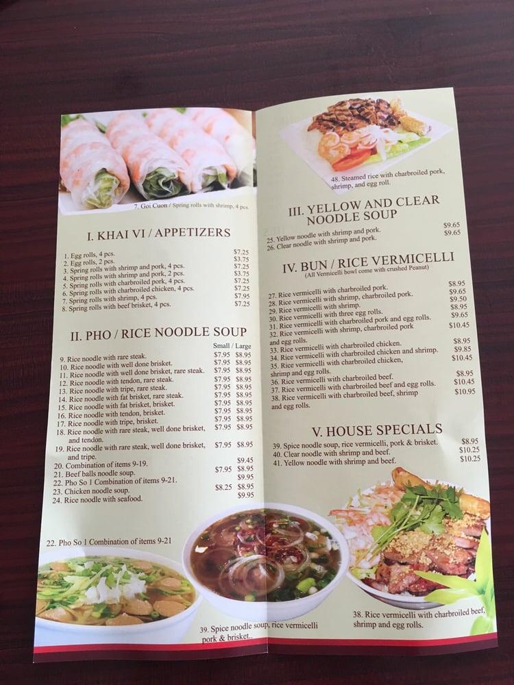 Menu at Pho So 1 restaurant, El Paso, Montwood Dr