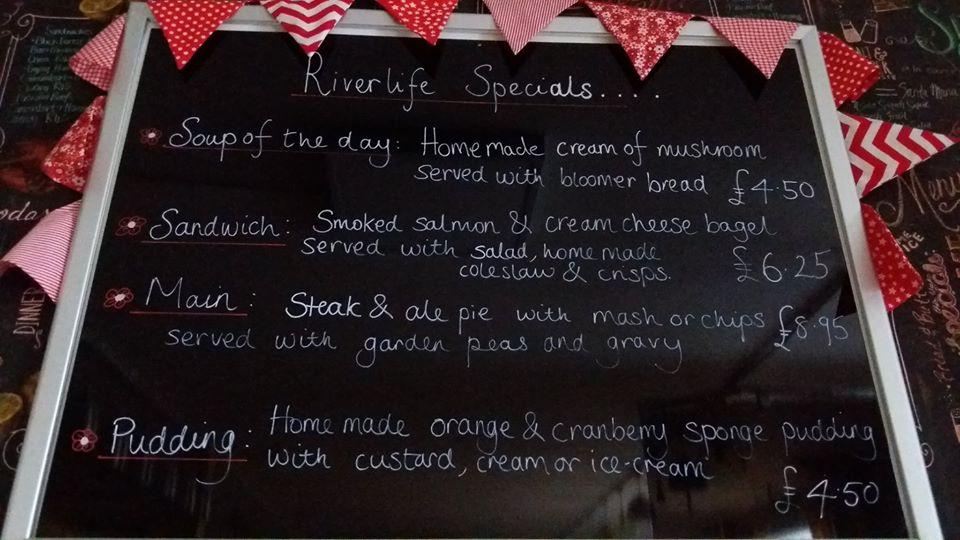 Menu at Riverlife Cafe, Bude