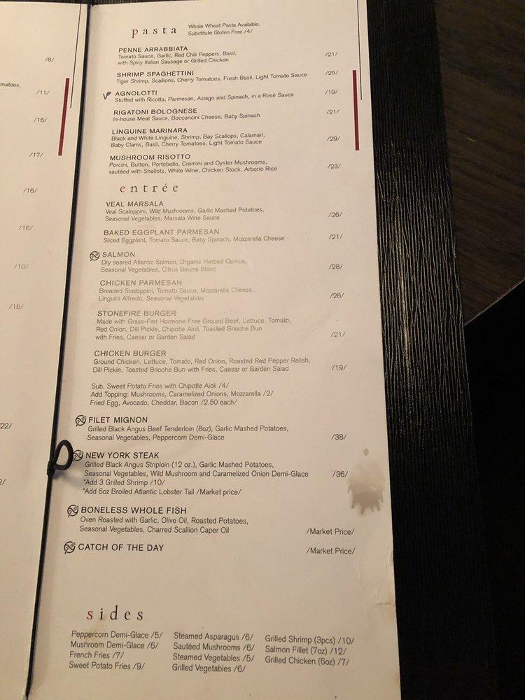 Menu at Stonefire pizzeria, Richmond Hill
