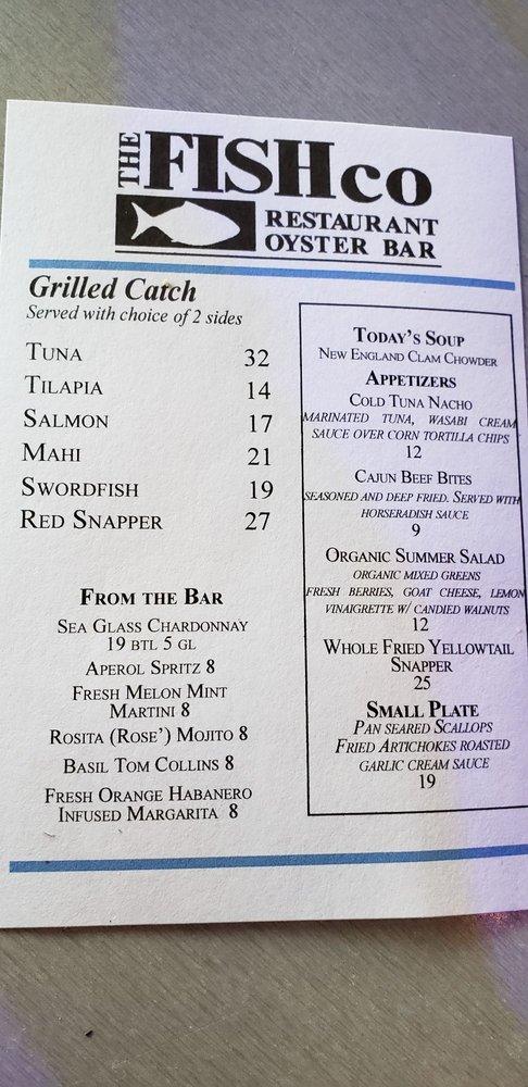 Menu at The Fish Company pub & bar, Atlantic Beach