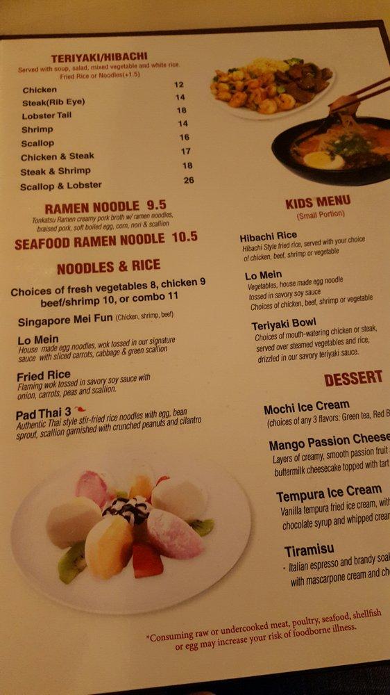 Menu at Zen Asian Bistro & Sushi restaurant, McAllen