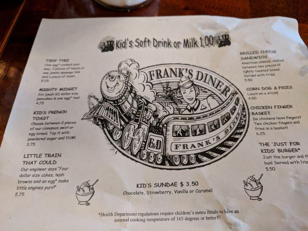 Menu at Frank's Diner - North Spokane restaurant, Spokane, N Newport Hwy