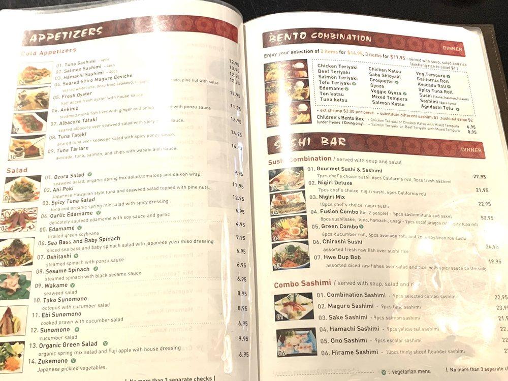 Menu at Ozora Sushi Restaurant, Concord
