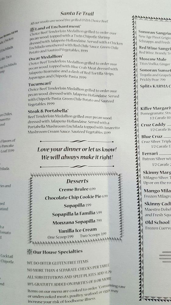Menu at The Original Blue Adobe Grille pub & bar, Mesa