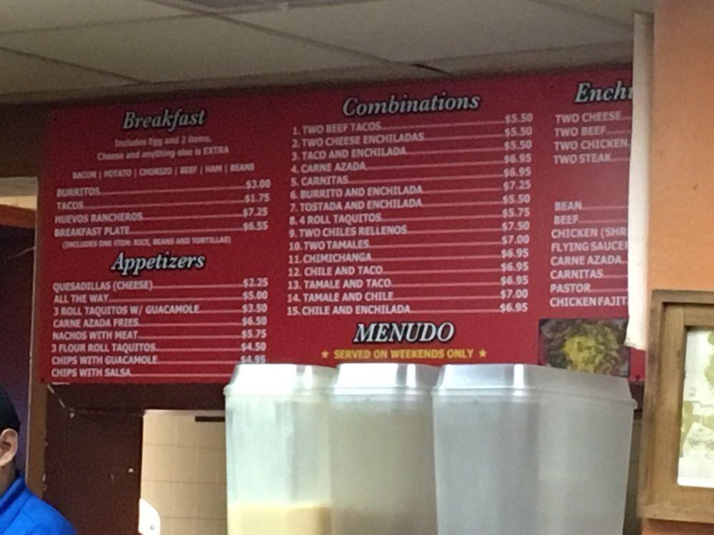 Menu at Andrea's Taco Shop restaurant, Brenham