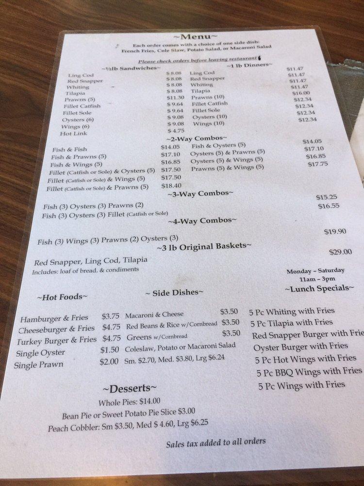 Menu at Flowers Fish Market & Restaurant, Sacramento