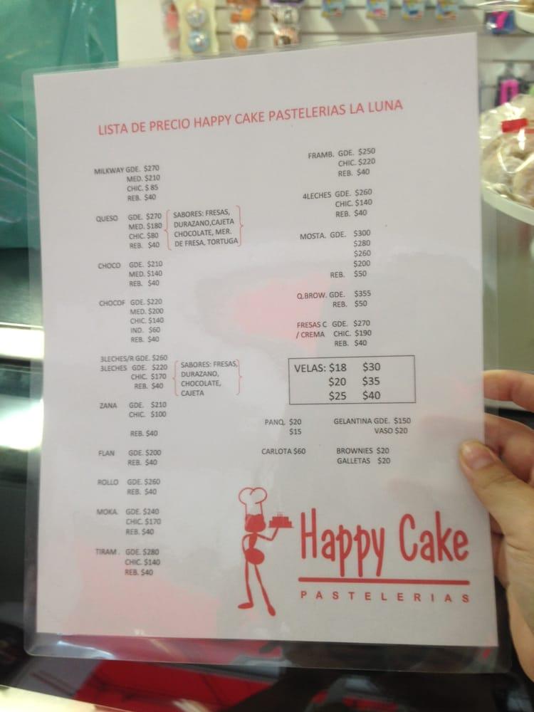 Menu at Happy Cake desserts, Cancún, Av. la Luna mz 21 lt 6