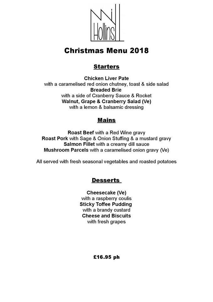 Menu at Hollins Mill pub & bar, Sowerby Bridge