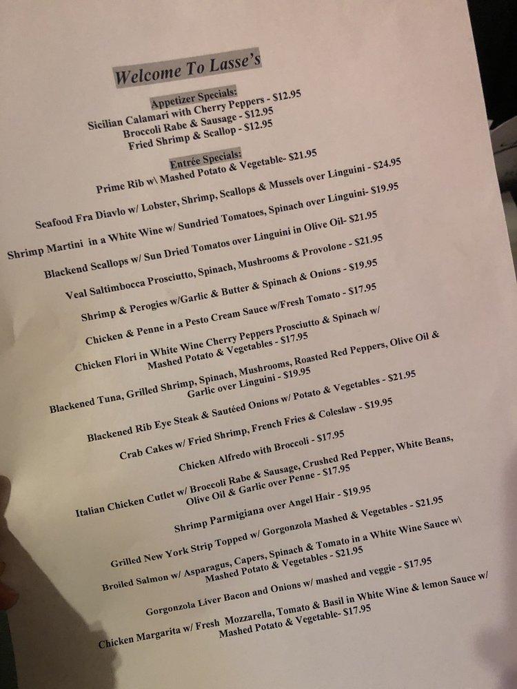Menu at Lasse's Restaurant, Milford