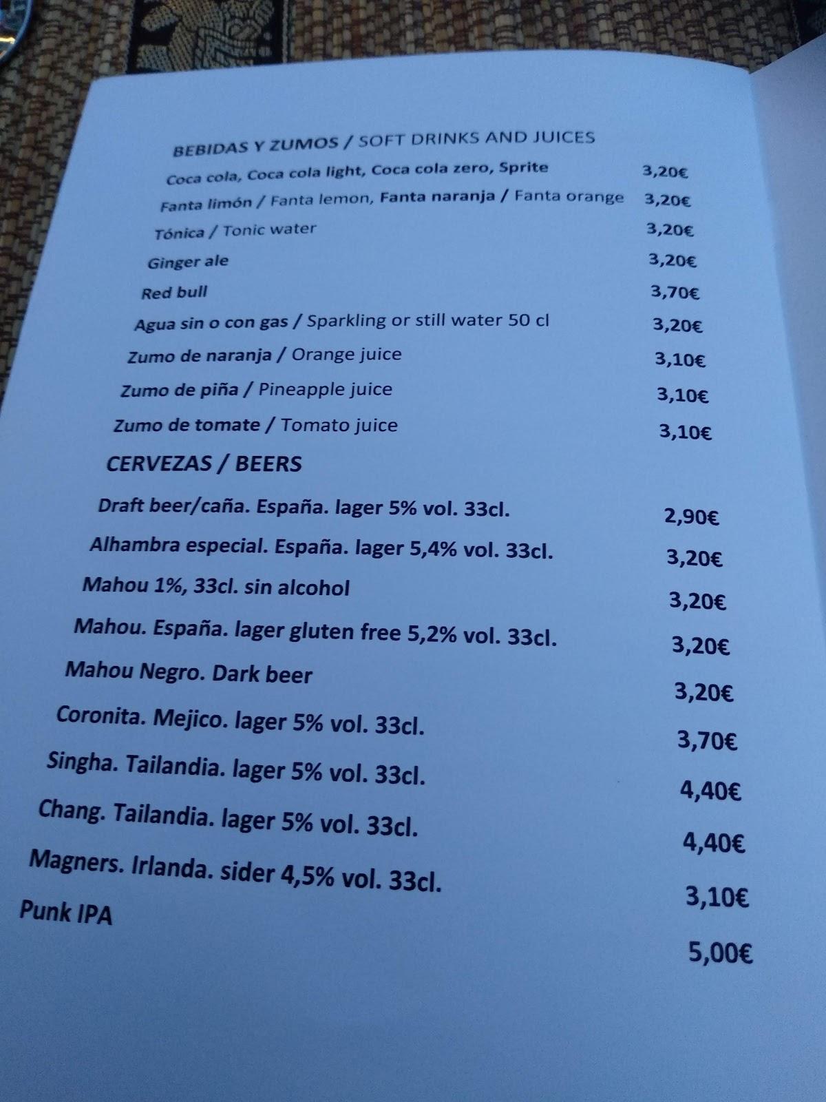 Carta del restaurante My Thai, Palmanova