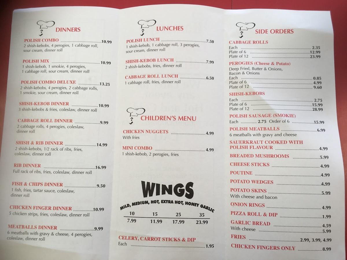 Menu at Polish Food Hot and Deli restaurant, Oshawa