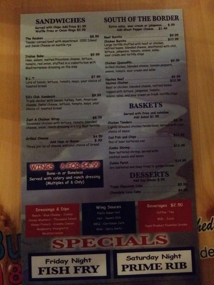 Menu at Silver Dollar Pub & Grill, Higgins Lake, W Higgins Lake Dr