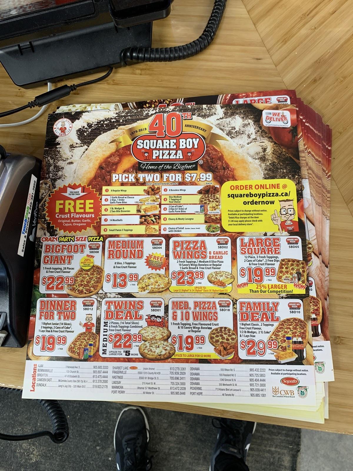Menu at Square Boy Pizza restaurant, Sharbot Lake