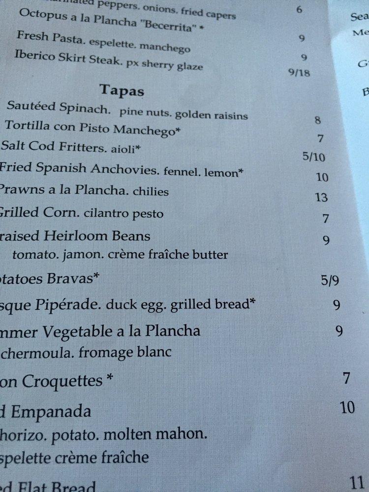 Menu at Toro Bravo pub & bar, Portland