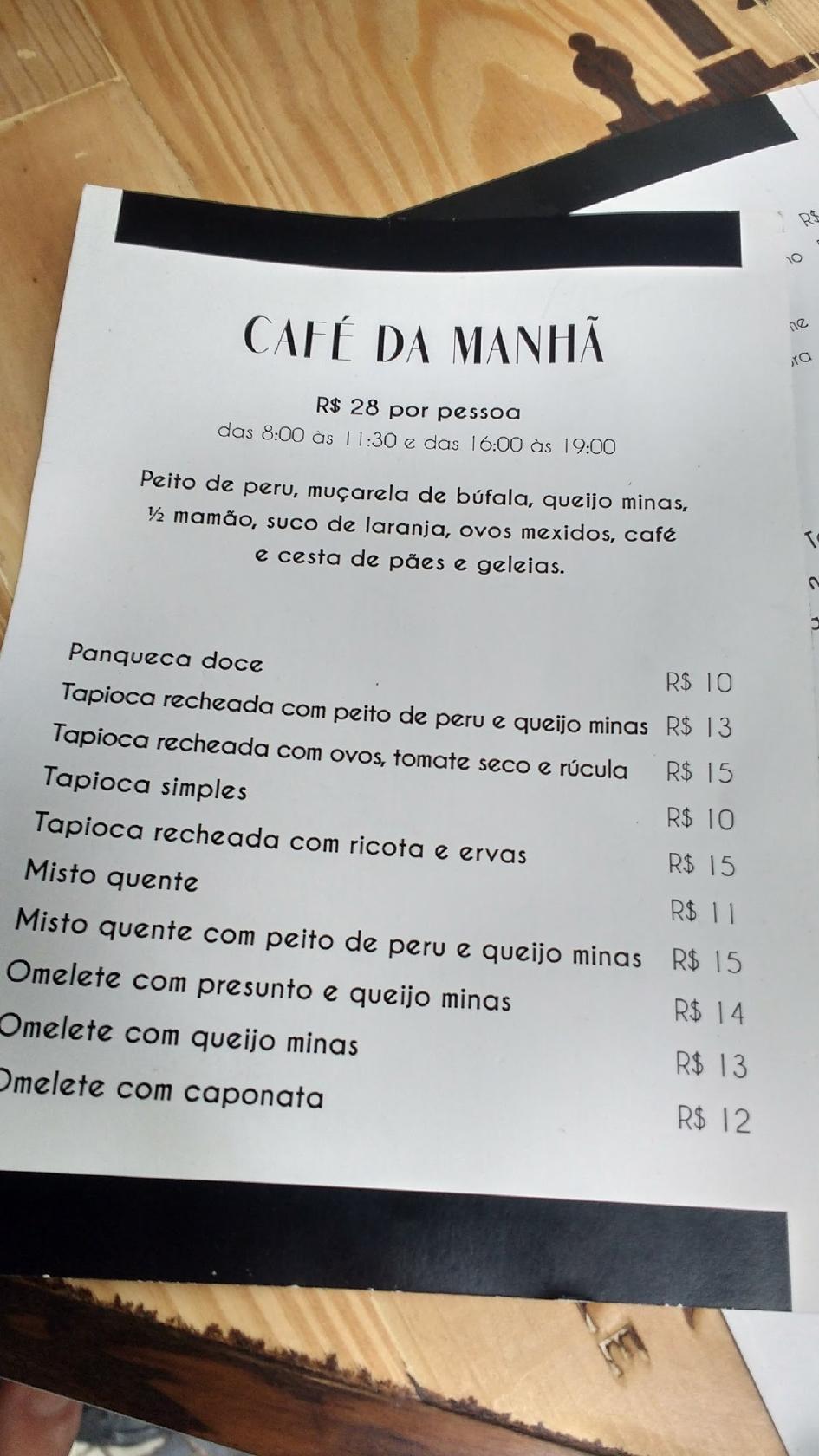 Carta del restaurante Bistrô Primitivo, Rio del Janeiro