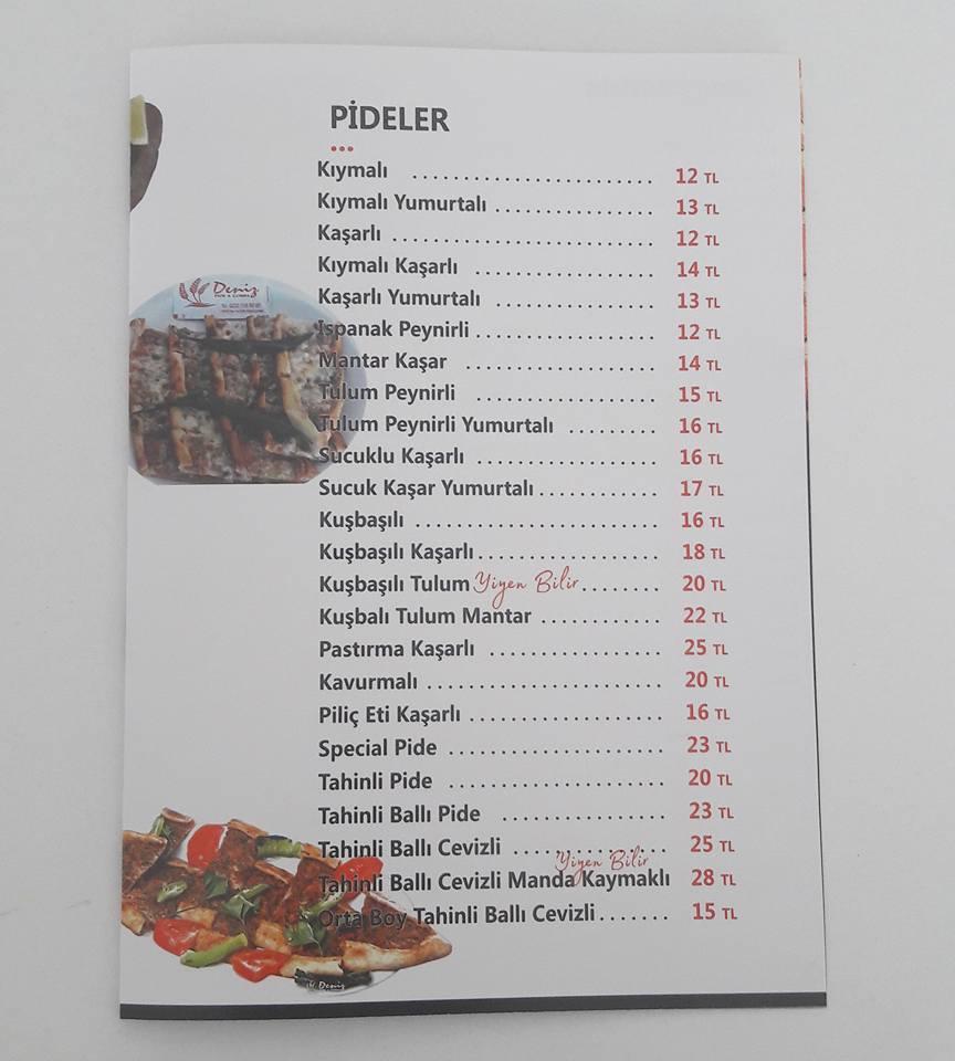 Menu at Deniz Pide Alaçatı, Çeşme