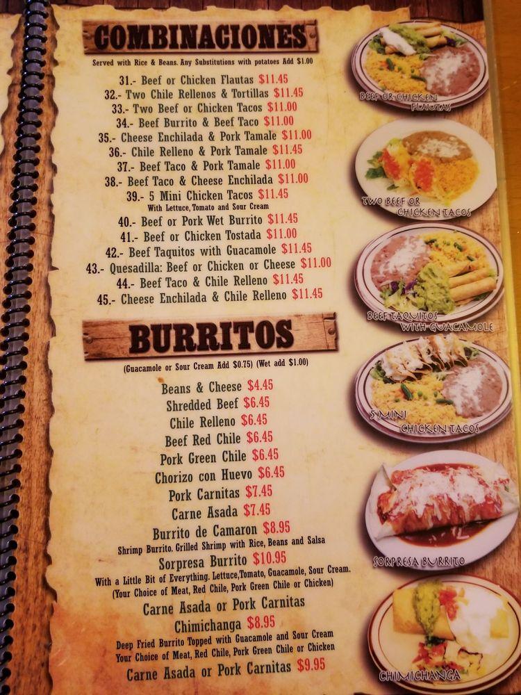 Menu at Durango Restaurant, La Puente