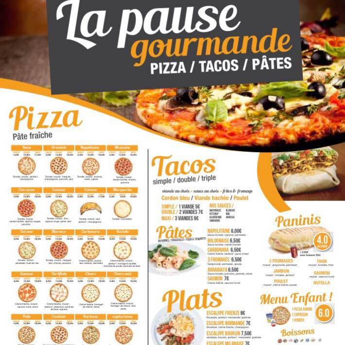 Menu at LA PAUSE GOURMANDE MONTATAIRE restaurant, Montataire