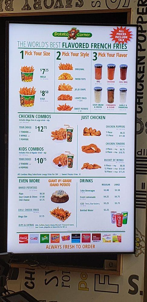 Menu at Potato Corner fast food, Milpitas