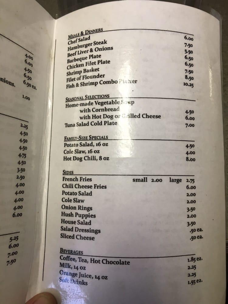 Menu at Red's Grill restaurant, Rock Hill