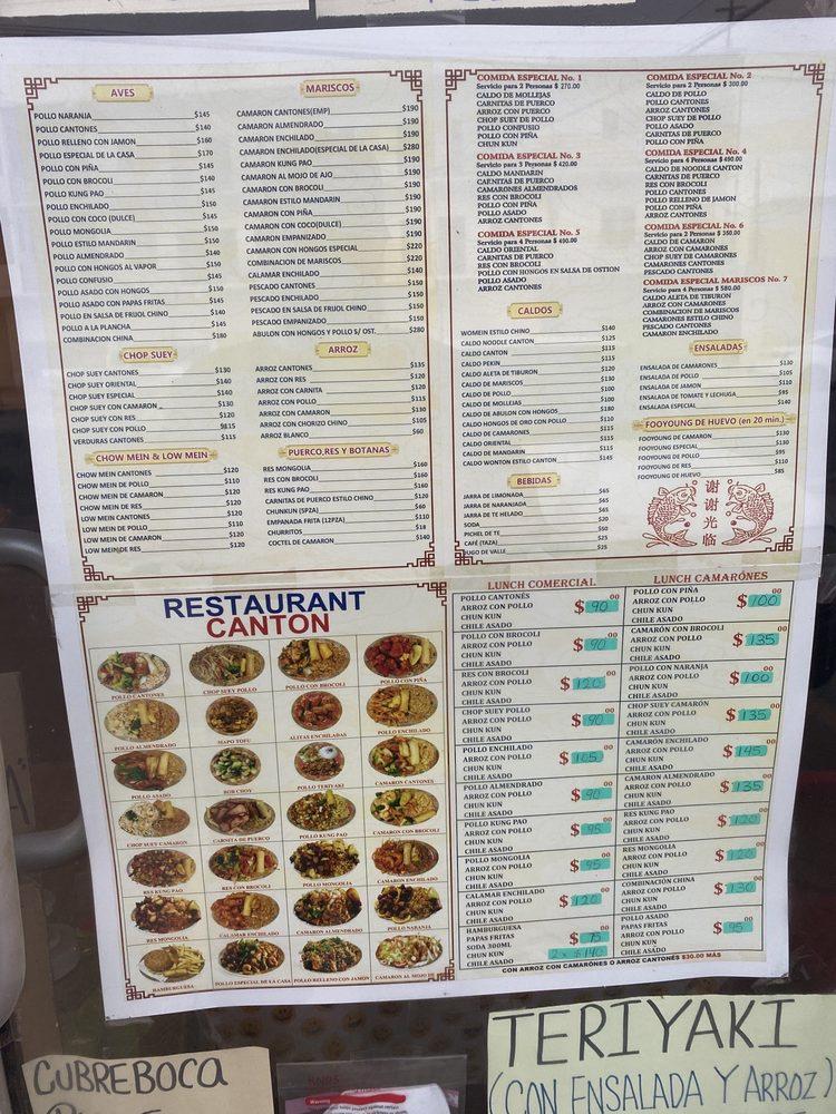 Menu at Canton Cafe, Rosarito