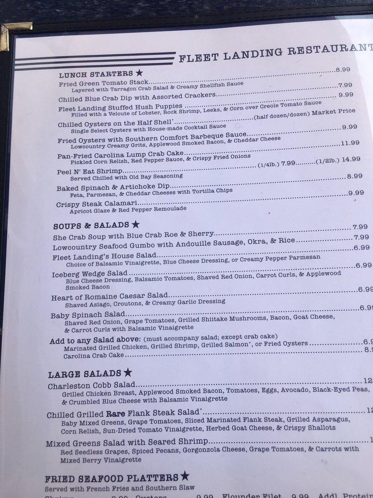 Menu at Fleet Landing Restaurant & Bar, Charleston