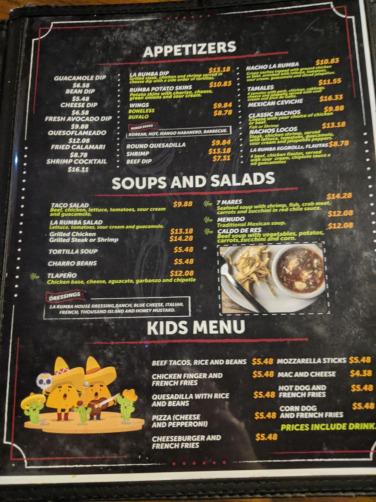 Menu at La Rumba Mexican Grill restaurant, Sulphur