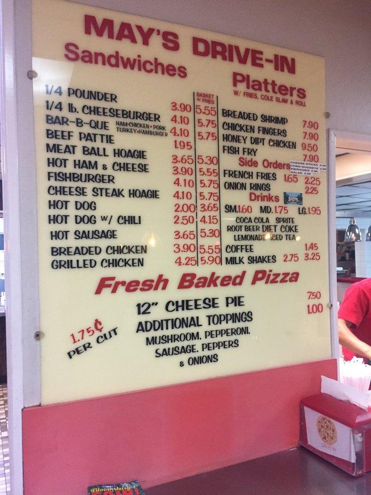 Menu at May's Drive In restaurant, Berwick