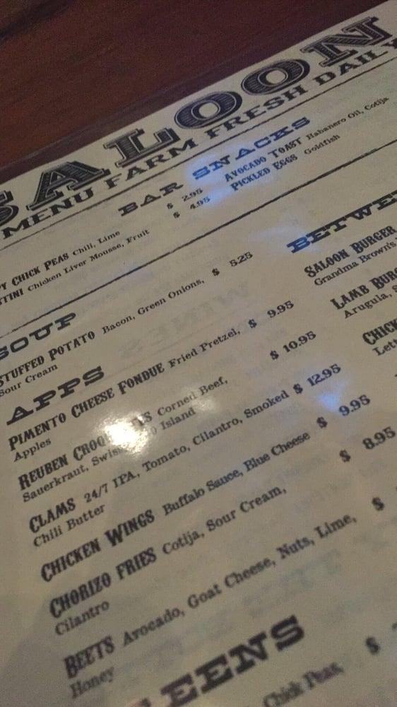 Menu at Napa Palisades Saloon pub & bar, Napa, Main St #100