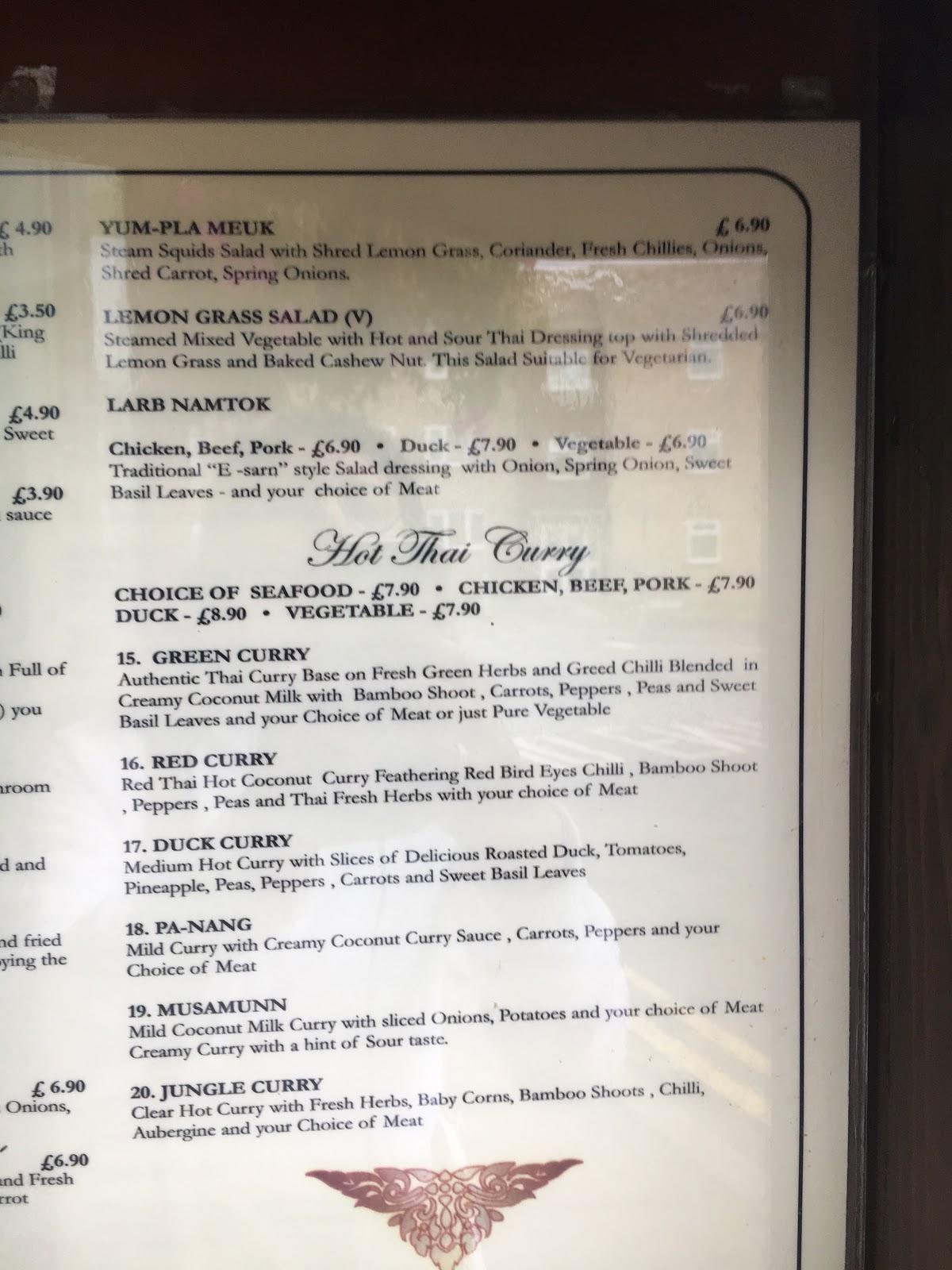 Menu at Thai Four Two restaurant, Broadstairs