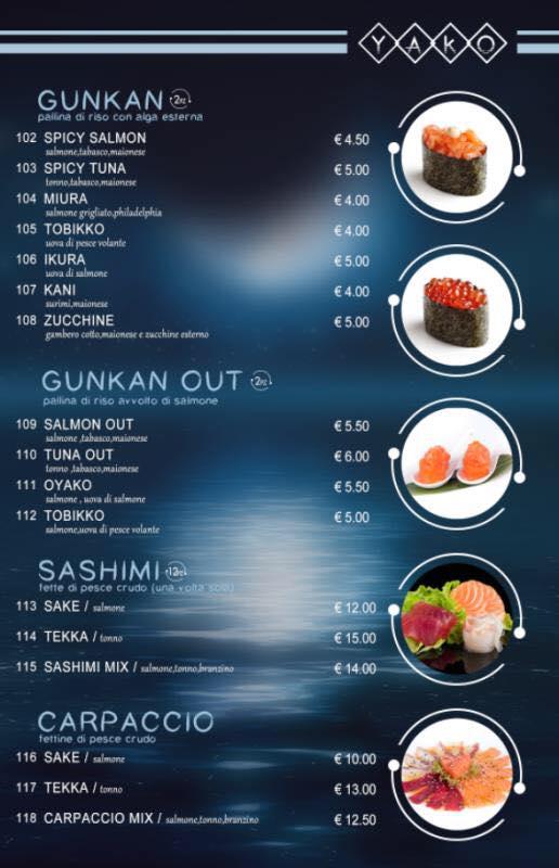 Menu at Yako Asian Fusion restaurant, Cesena, Viale Gaspare Finali