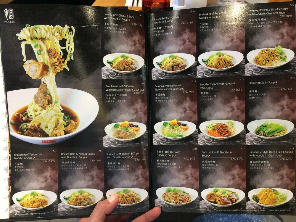 Menu at Chef Hung Taiwanese Beef Noodle restaurant, Vancouver, W 41st Ave