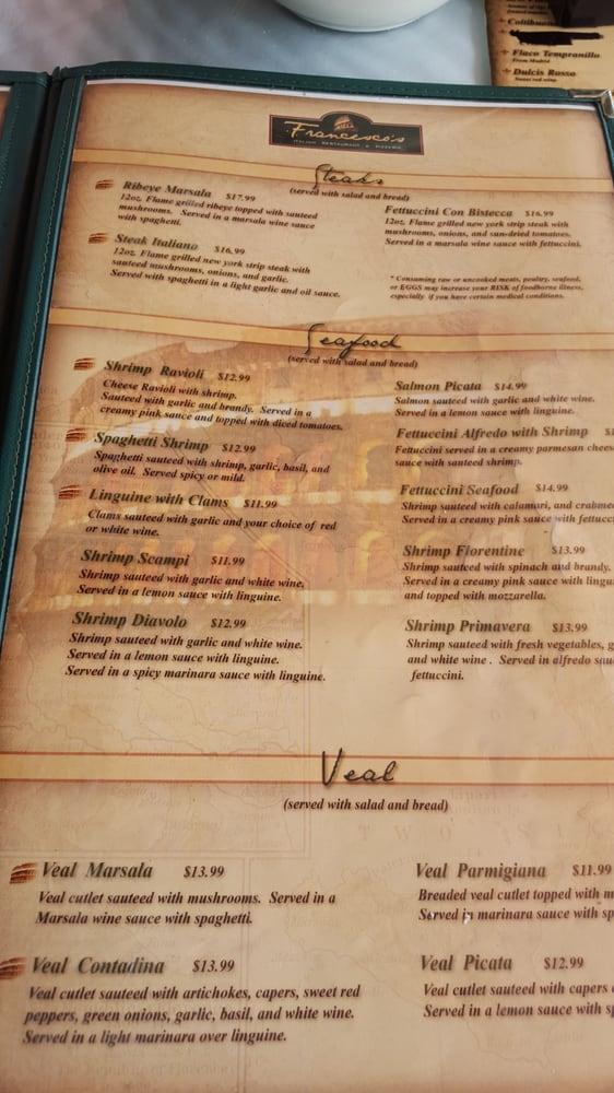 Menu at Francesco's Italian Restaurant, Decatur, Hwy 31 S