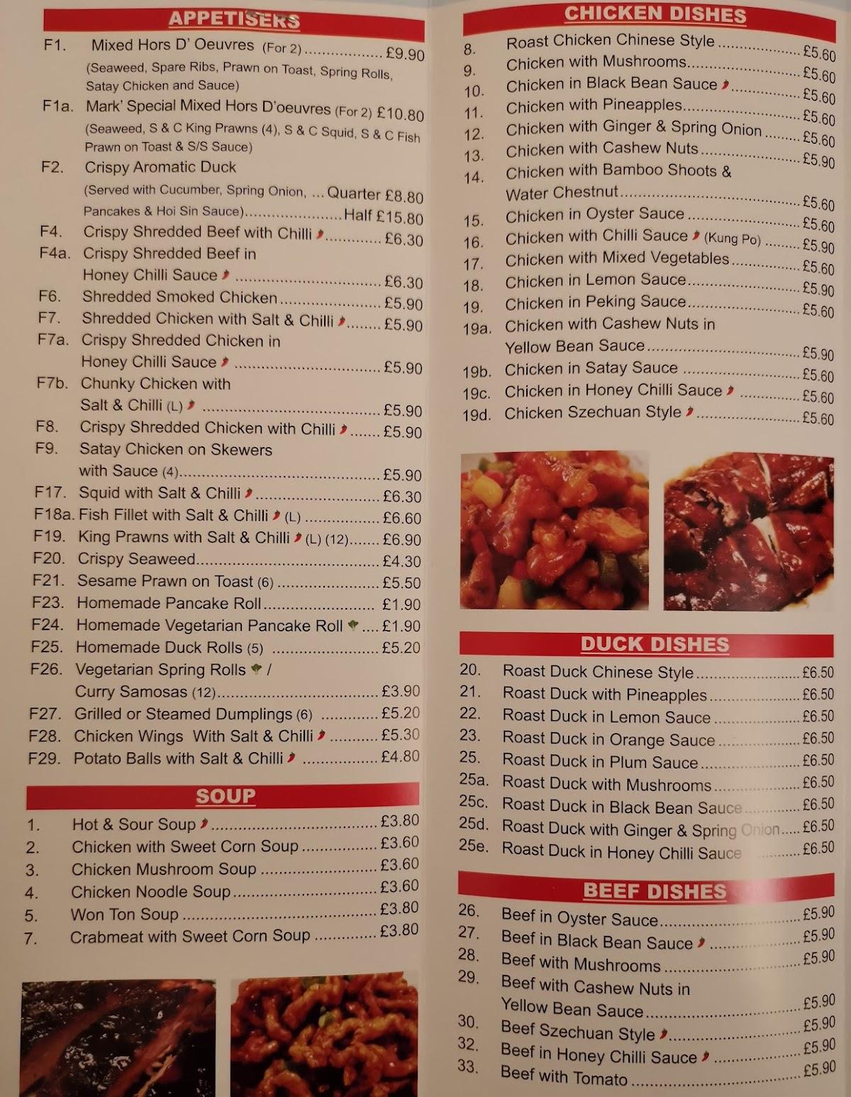 Menu at Marks Fish & Chips and Chinese Take Away fast food, Bromley