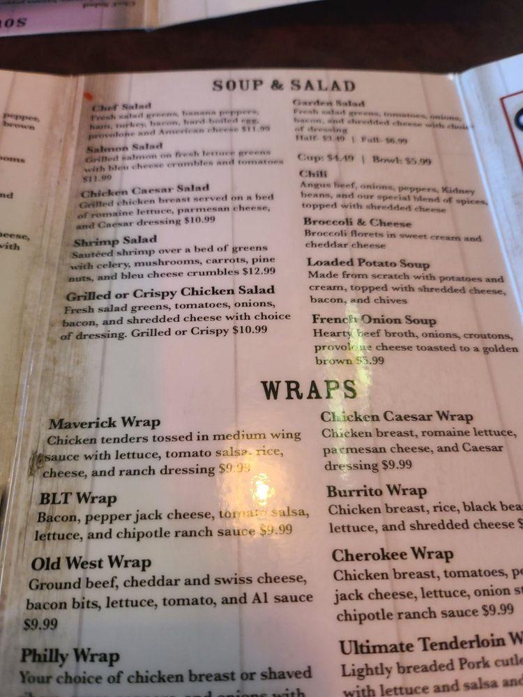 Menu at Maverick's pub & bar, Greendale