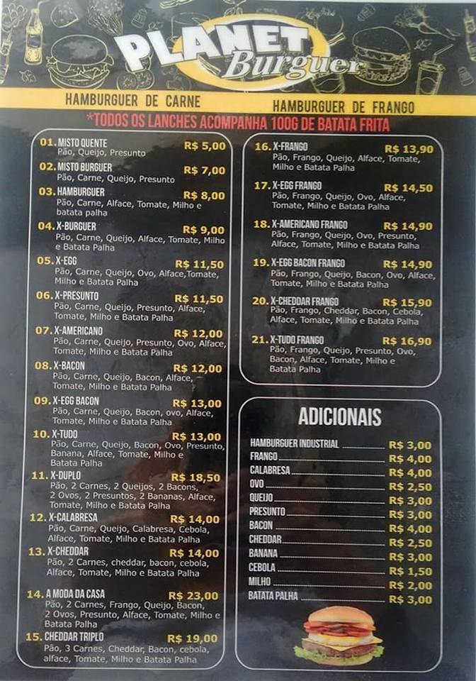 Menu em Planet Sabores restaurante, Serra