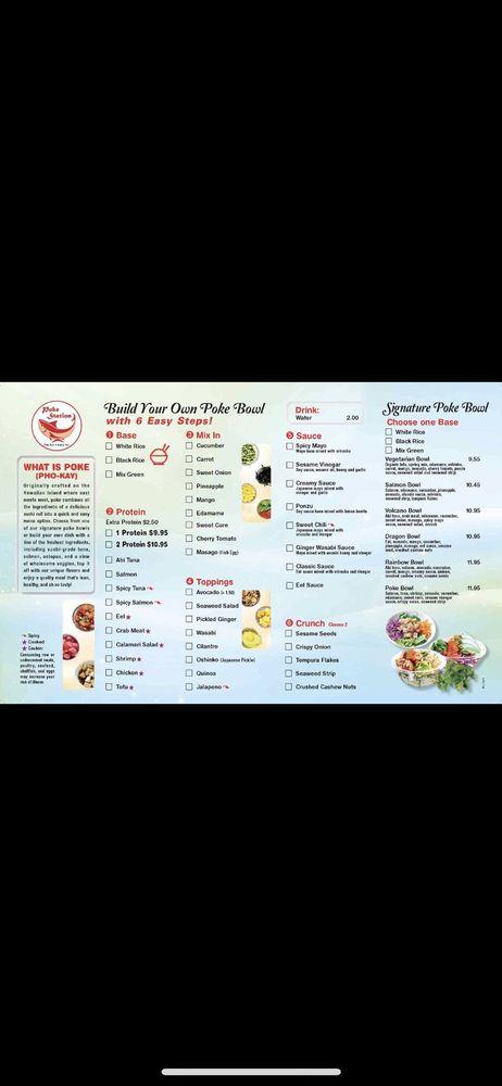 Menu at Poke Station, New York City, Broadway