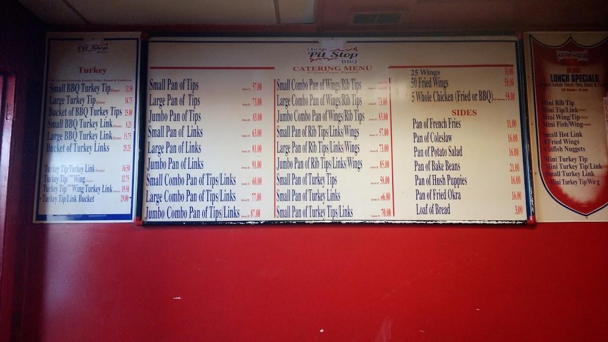 Menu at Chicago Pit Stop BBQ, Riverdale