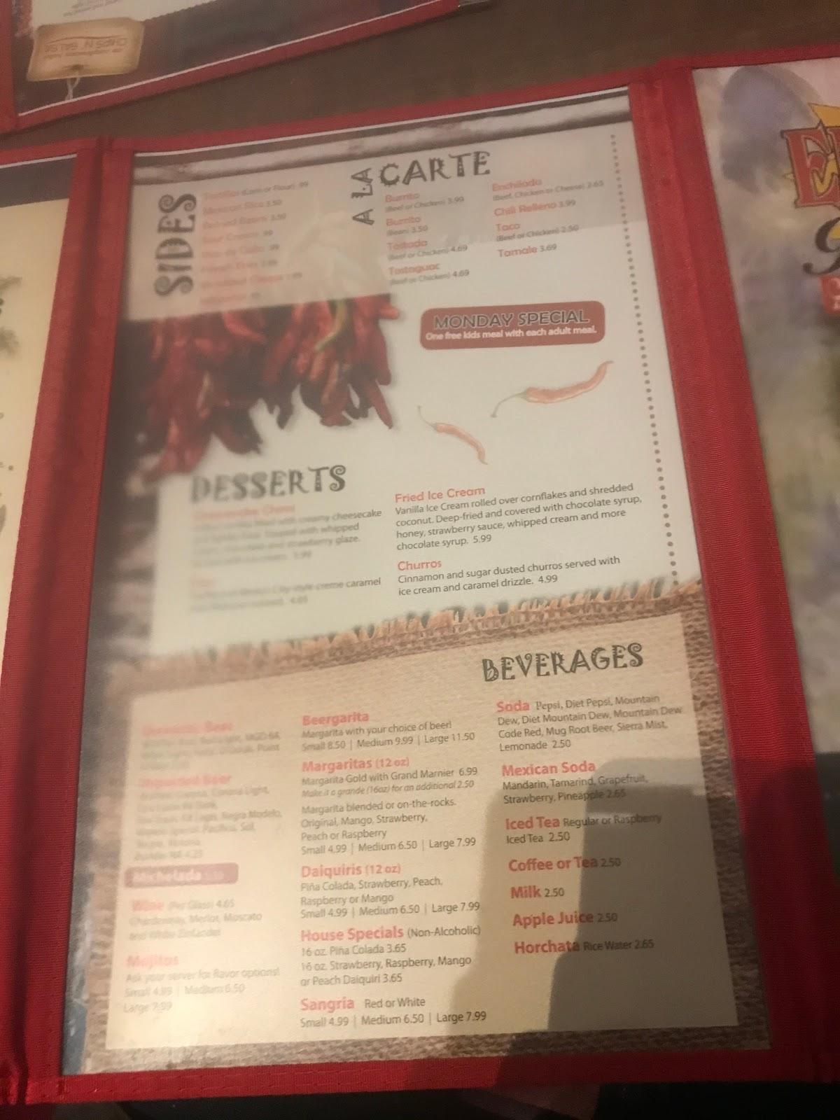 Menu at El Mezcal Stevens Point restaurant, Stevens Point, Suite E
