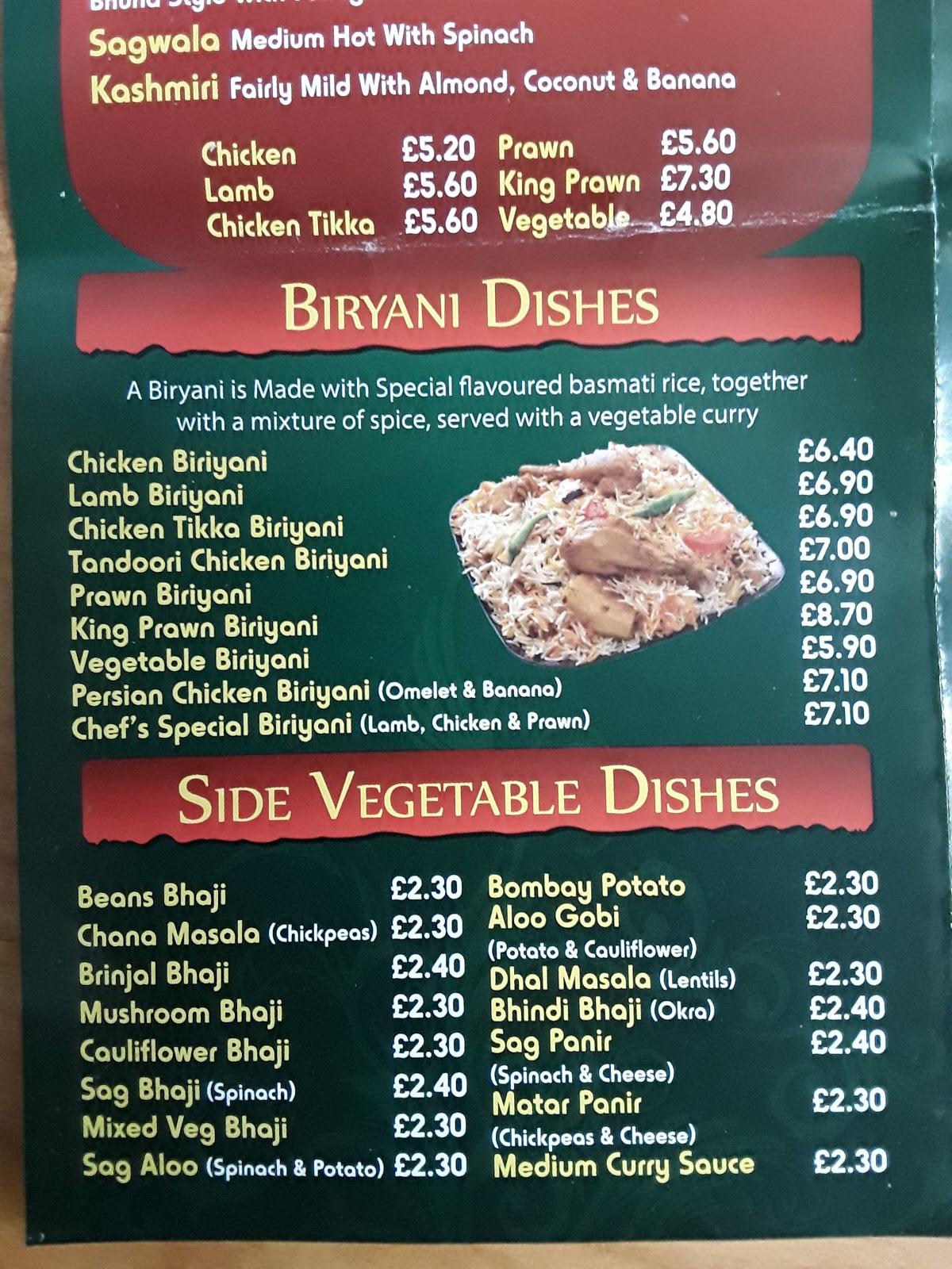 Menu at The Parade Tandoori fast food, Liverpool, 5A The Parade