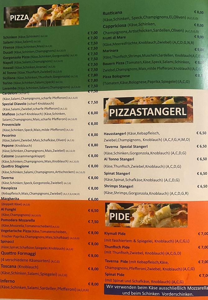 Speisekarte von La-Taverna Pizza, Weißkirchen an der Traun