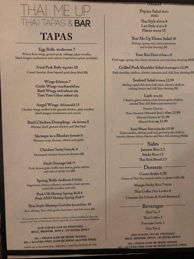 Menu at Thai Me Up pub & bar, Stockton