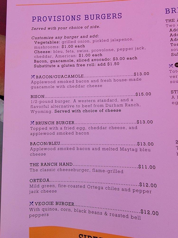 Menu at The Provision Kitchen pub & bar, Driggs