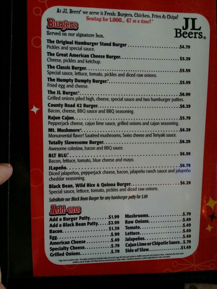 Menu at JL Beers Burnsville pub & bar, Burnsville