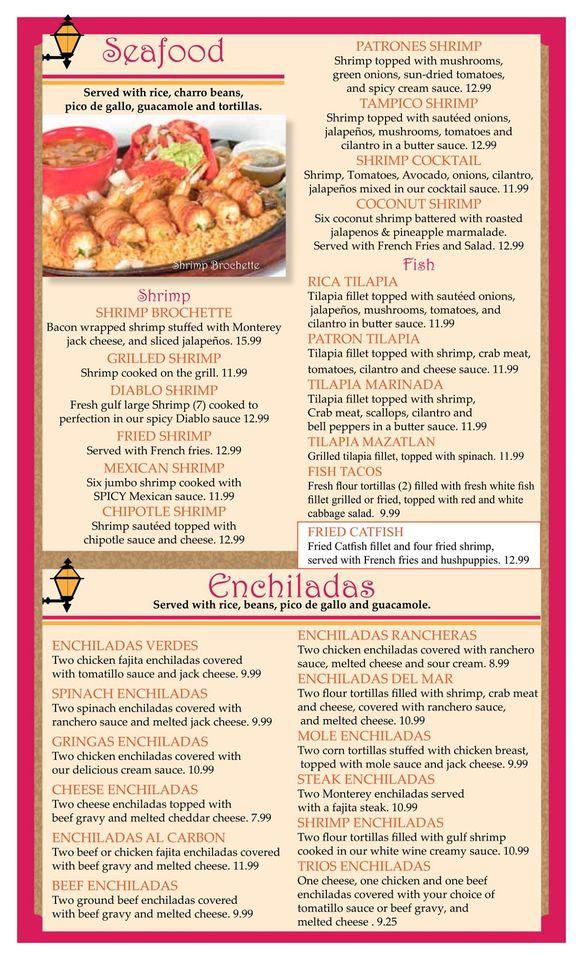 Menu at Los Patrones Mexican Grill pub & bar, Burton