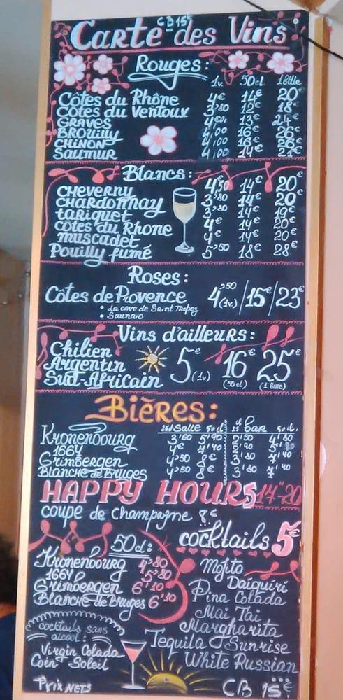 Menu at Café noisette, Paris, 26 Rue Delambre