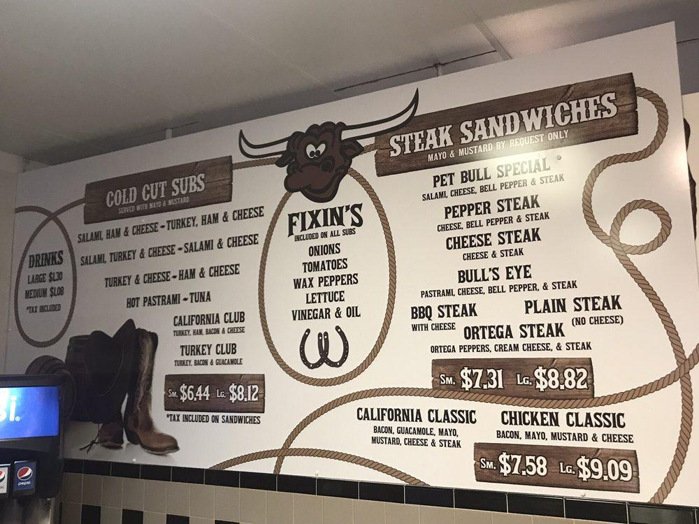Menu at Full O Bull Sandwich Shop fast food, Clovis, 632 5th St