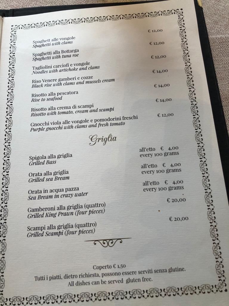Menu da Pizzeria Lo Sfizio, Moena