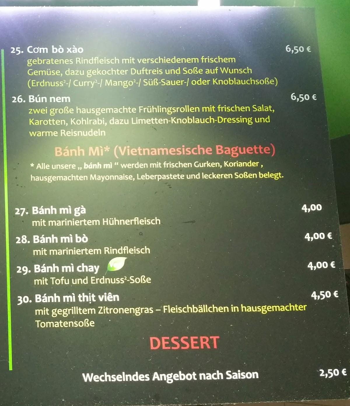 Speisekarte von Subba restaurant, Potsdam