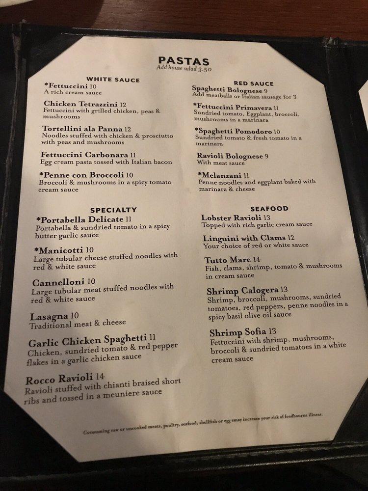 Menu at Vincenzos restaurant, Ferguson